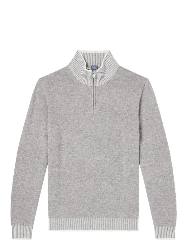 Fedeli Cashmere Half-zip Sweater - Gray
