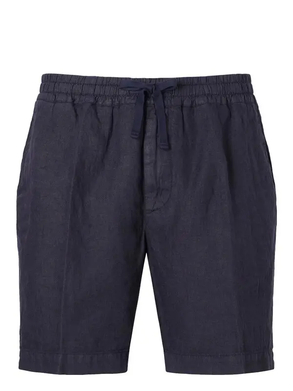 Altea Samuel Straight-leg Linen Shorts - Blue