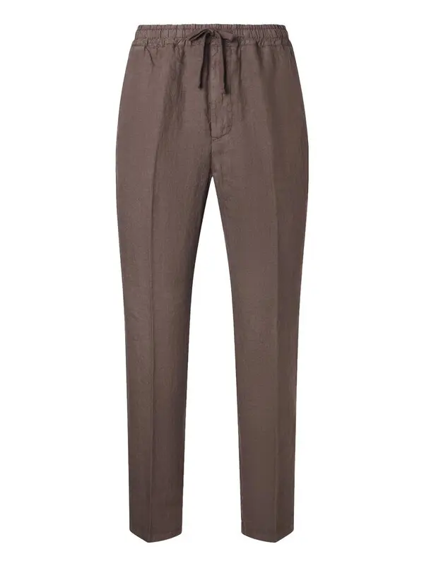 Altea Mattia Straight-leg Linen Trousers - Brown