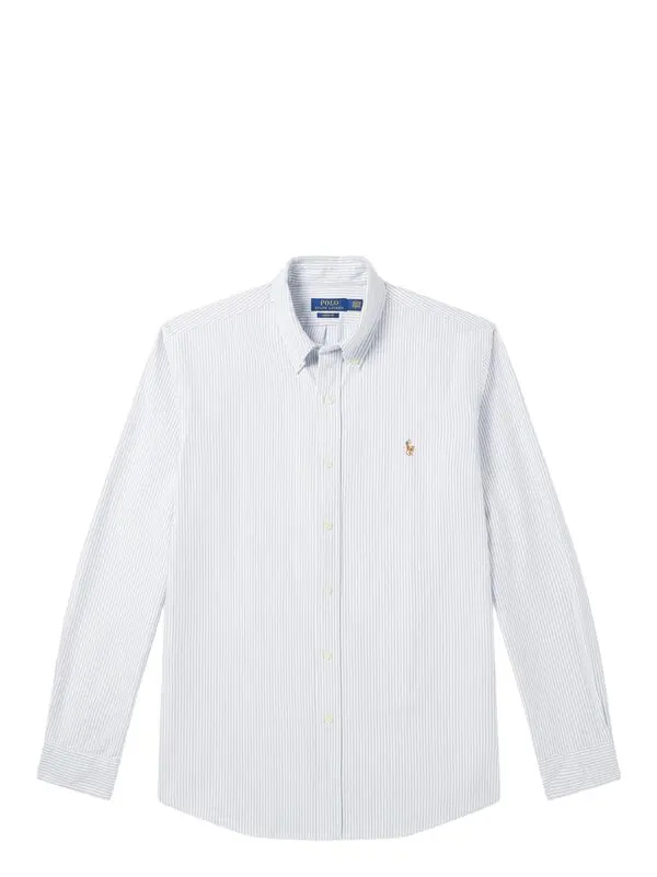 Polo Ralph Lauren Button-down Collar Logo-embroidered Striped Cotton Oxford Shirt - Blue