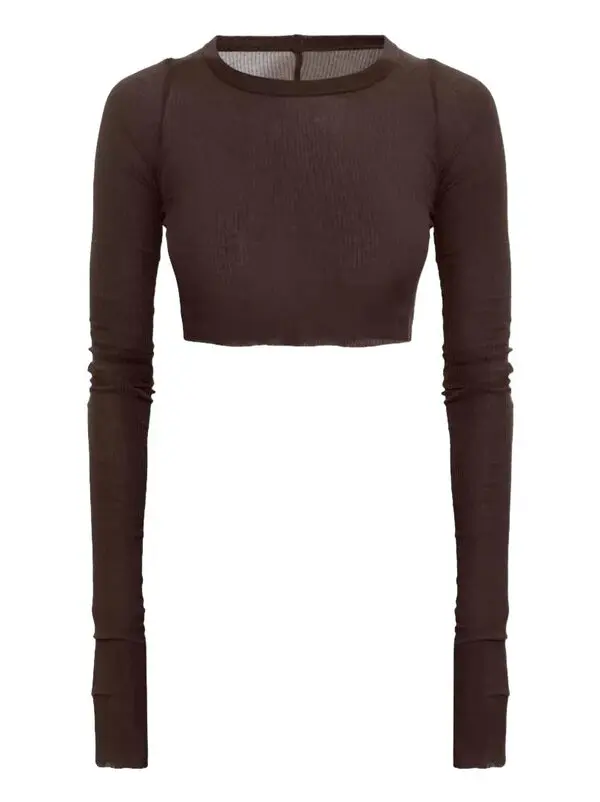 Rick Owens Long-sleeve Cropped Top - Brown