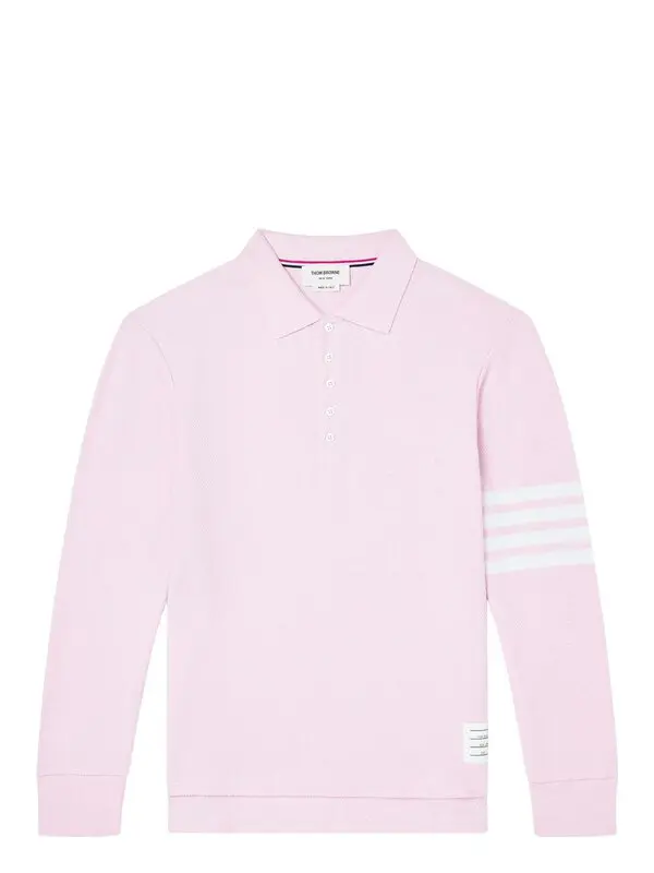 Thom Browne Striped Cotton-piqué Polo Shirt - Pink