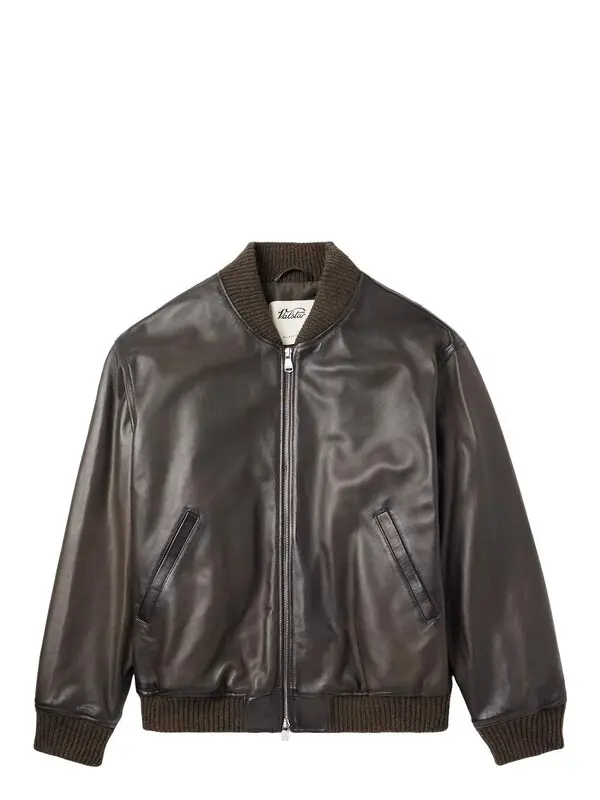 VALSTAR Oversized Leather Bomber Jacket - Brown