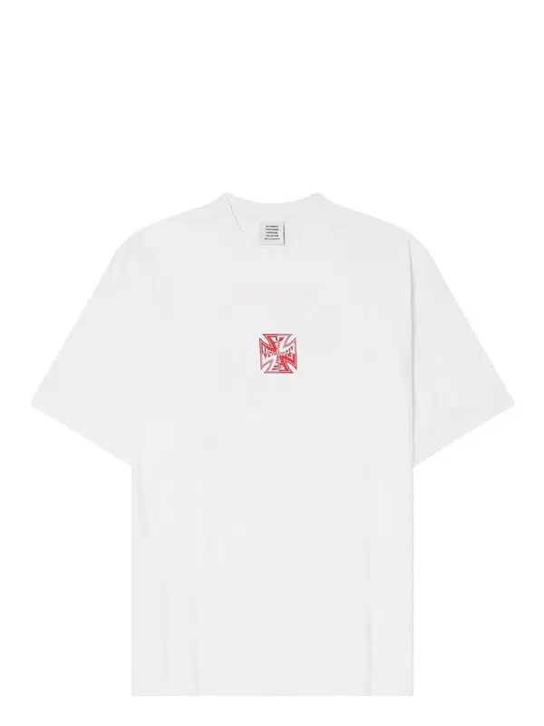 Vetements Biker Cross Logo-print Cotton-jersey T-shirt - White