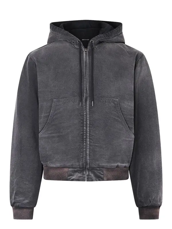 Auralee Garment-dyed Cotton-canvas Zip-up Hooded Jacket - Black