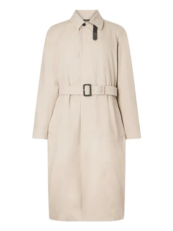 TOM FORD Belted Leather-trimmed Gabardine Trench Coat - Neutrals