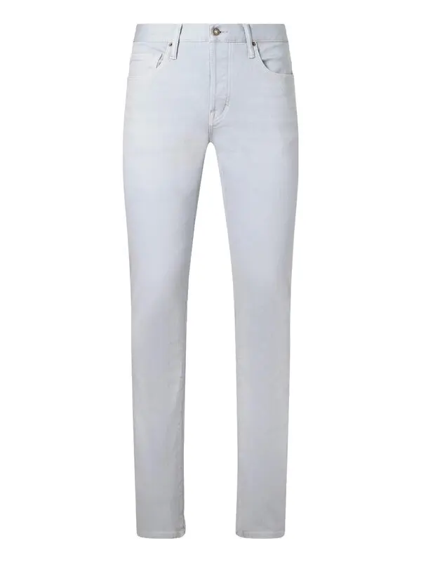 TOM FORD Slim-fit Straight-leg Cotton-blend Trousers - Blue
