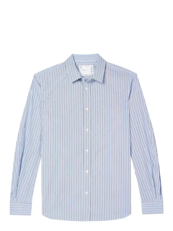 Sacai Striped Cotton-poplin Shirt - Blue