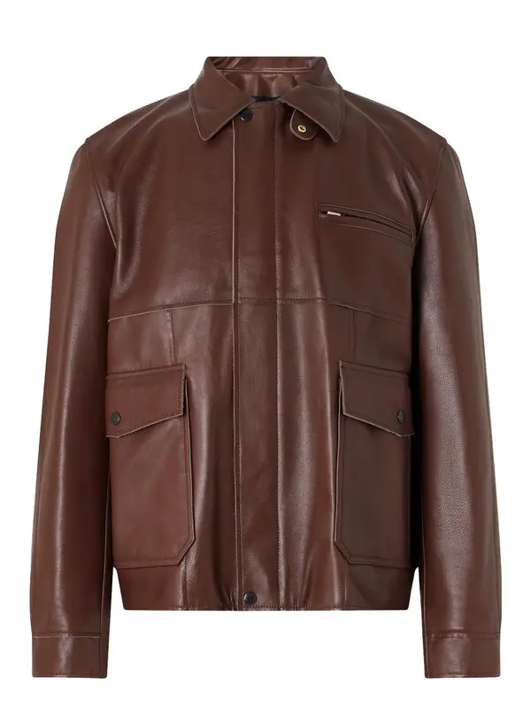 Sacai Leather Blouson Jacket - Brown