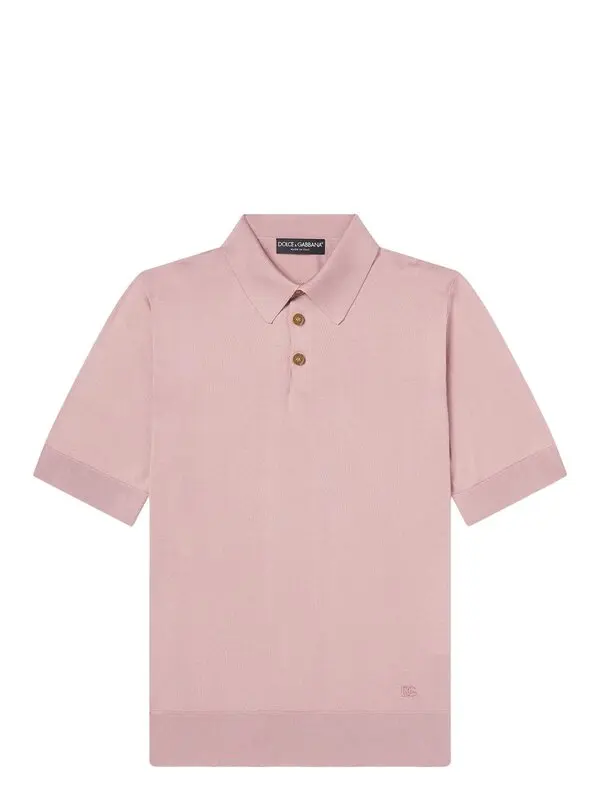 Dolce & Gabbana Logo-embroidered Silk Polo Shirt - Pink
