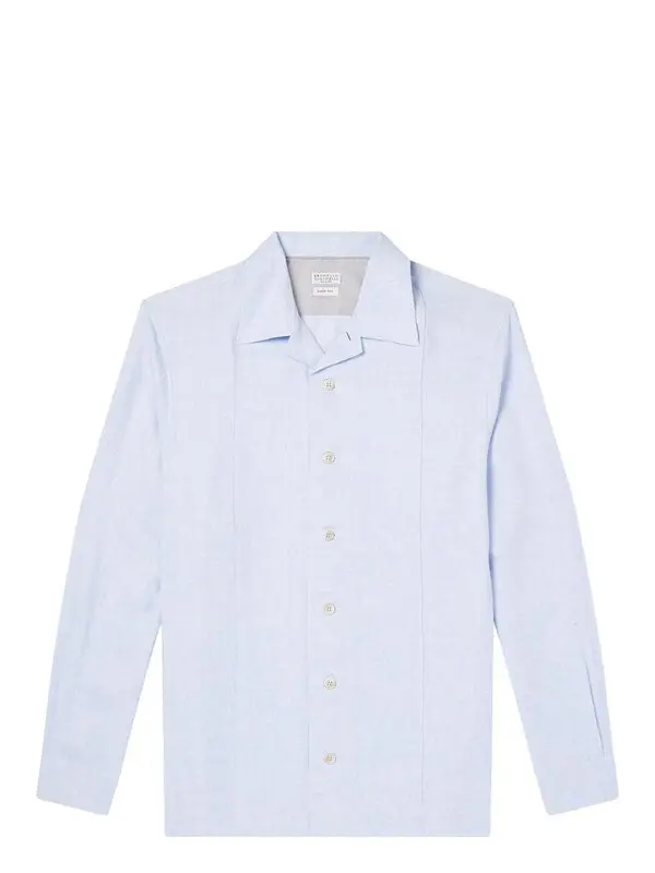 Brunello Cucinelli Hemp, Linen And Cotton-blend Shirt - Blue