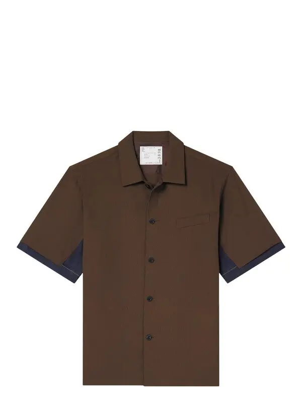 Sacai Denim-trimmed Woven Shirt - Brown
