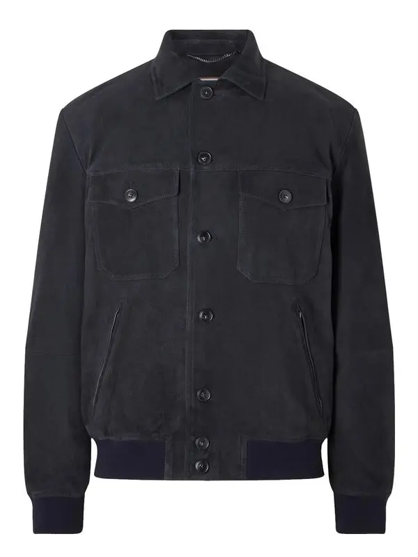 Canali Suede Blouson Jacket - Black