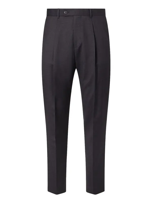 Paul Smith Tapered Pleated Checked Wool Trousers - Brown