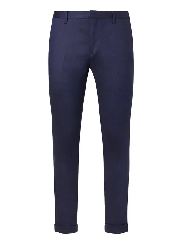 Paul Smith Slim-fit Straight-leg Stretch Linen And Wool-blend Trousers - Blue