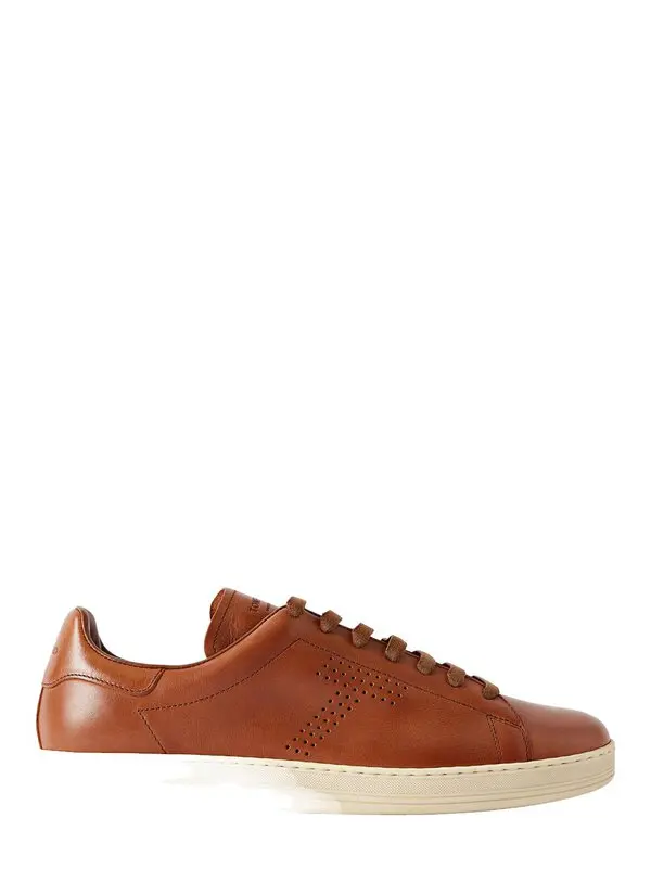 TOM FORD Warwick Perforated Leather Sneakers - Brown