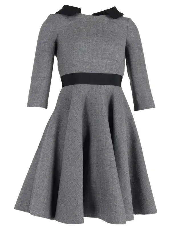 Prada Collared Flared Midi Dress - Grey