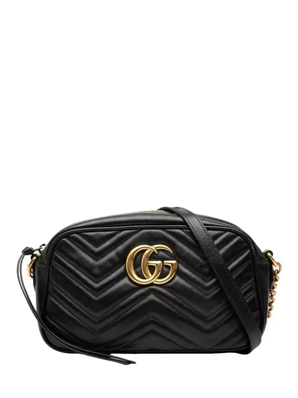 Gucci Small Gg Marmont Matelassé Leather Crossbody Bag - Black