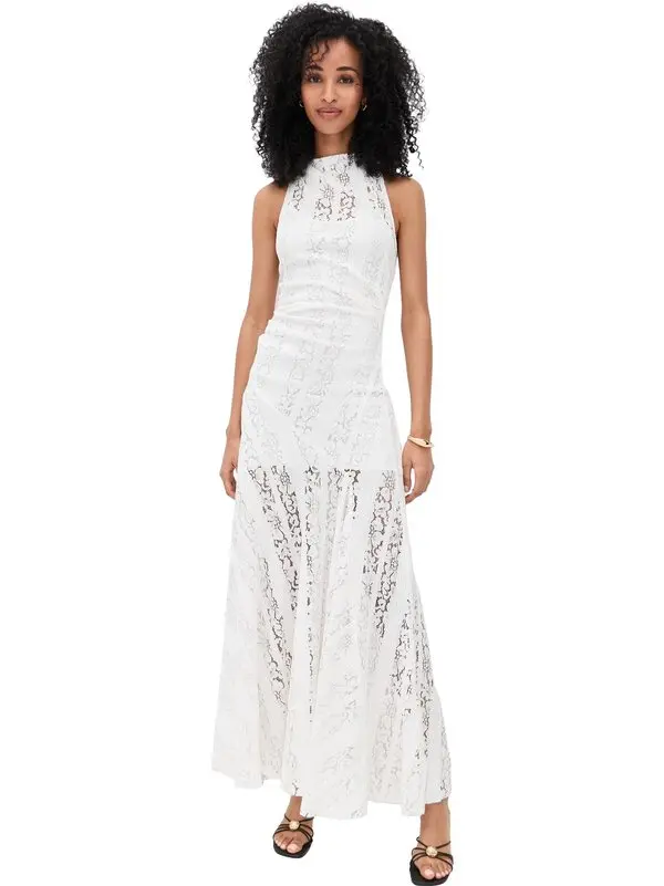 Bec & Bridge Henrietta High Neck Maxi Dress - White