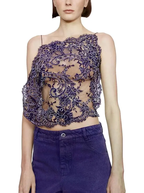 Christopher Esber Iris Floating Lace Top - Purple