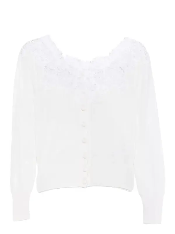 Ermanno Scervino Lace-trimmed Cashmere Cardigan - White