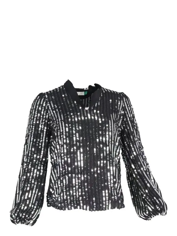 Rixo Stripe Sequin Top - Black