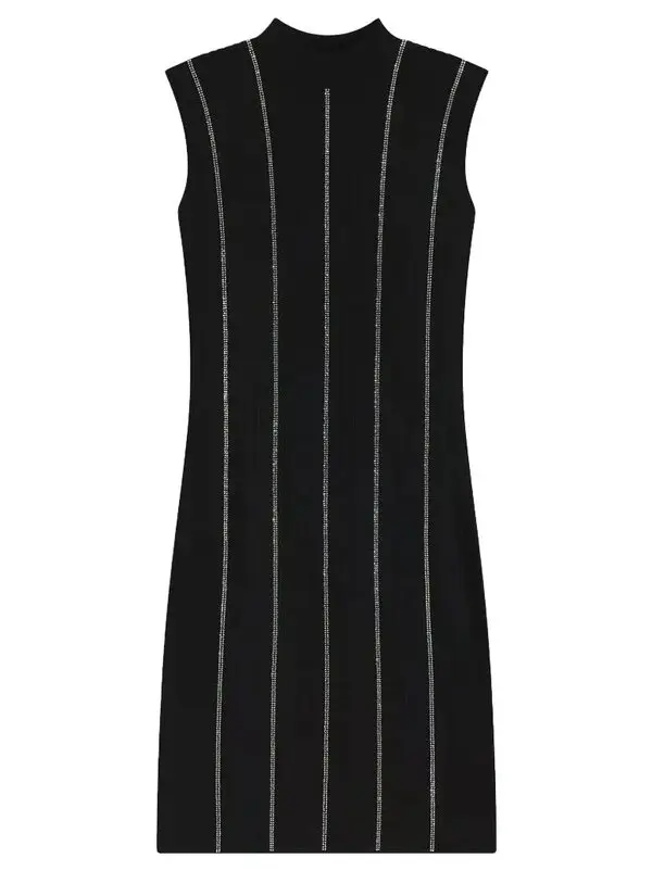 Hugo Rhinestone-embellished Ribbed Mini Dress - Black