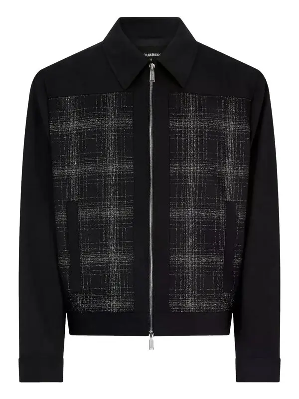 Dsquared2 Check Panel Zip-up Bomber Jacket - Black