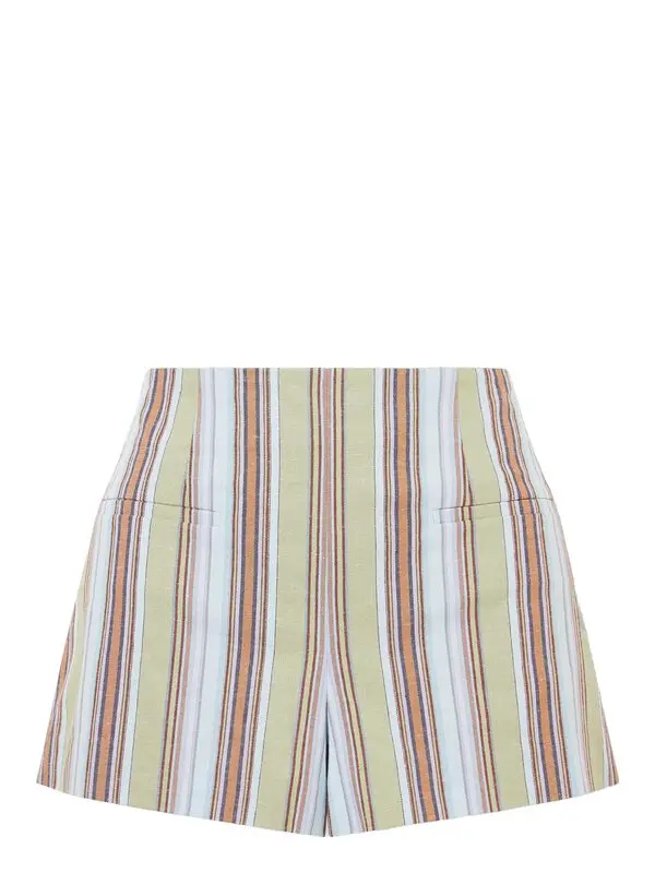 Faithfull The Brand Aurora Striped Cotton And Linen-blend Shorts - Blue