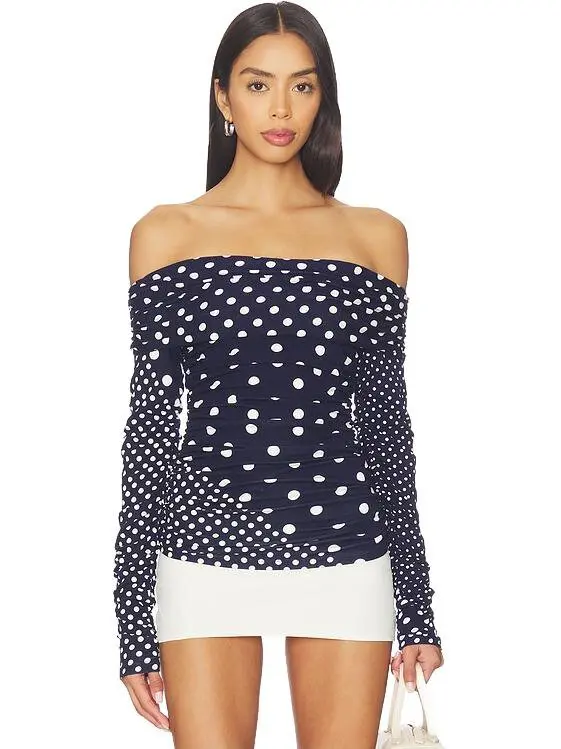 SWF Off Shoulder Wrap Top - Navy