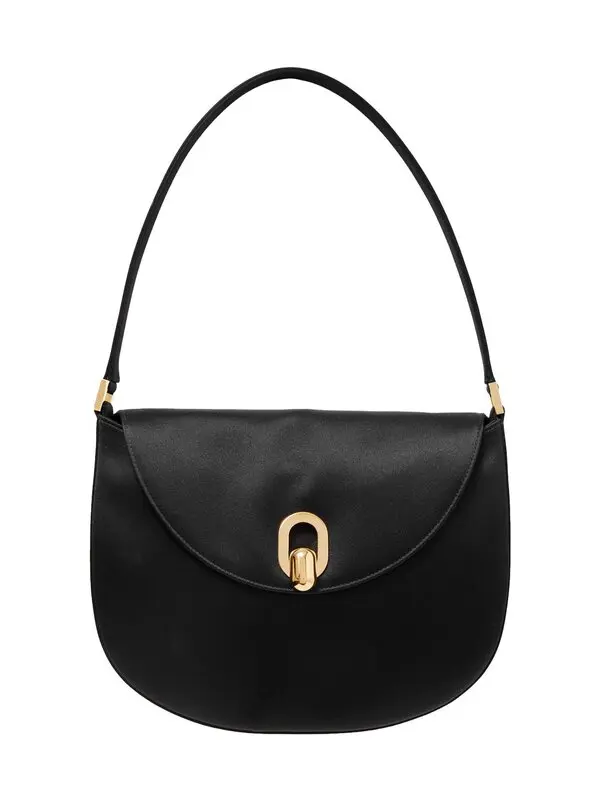 Savette Tondo Small Satin Shoulder Bag - Black