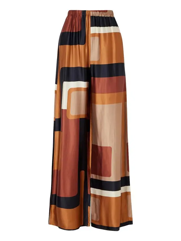 Faithfull The Brand Jensen Printed Satin Wide-leg Pants - Brown