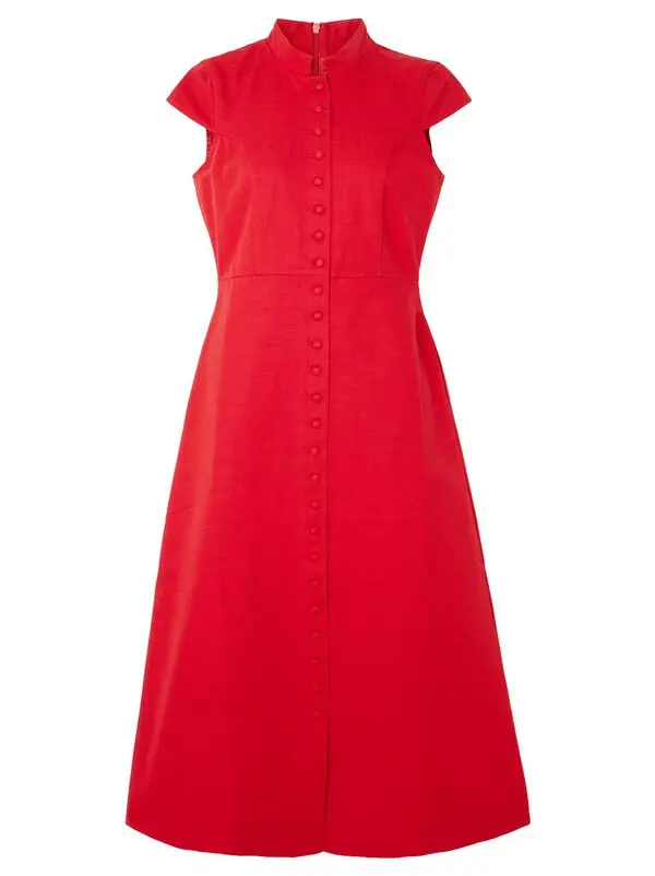 DESTREE Amoako Cotton Midi Dress - Red