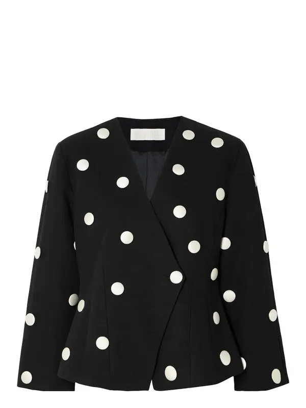 DESTREE Aloise Polka-dot Cotton-faille Blazer - Black