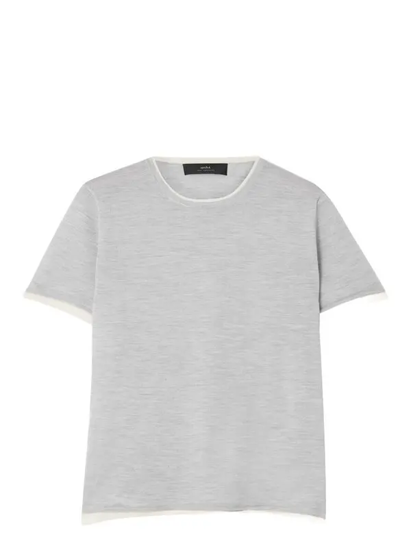 Arch4 Selcombe Layered Two-tone Organic Cashmere Top - Gray