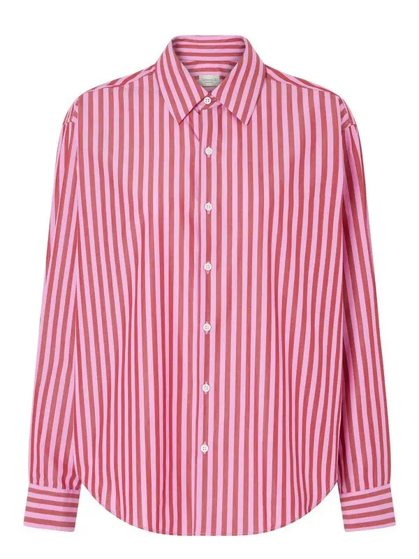 Comme Si La Shirt Classica Striped Cotton-poplin Shirt - Pink