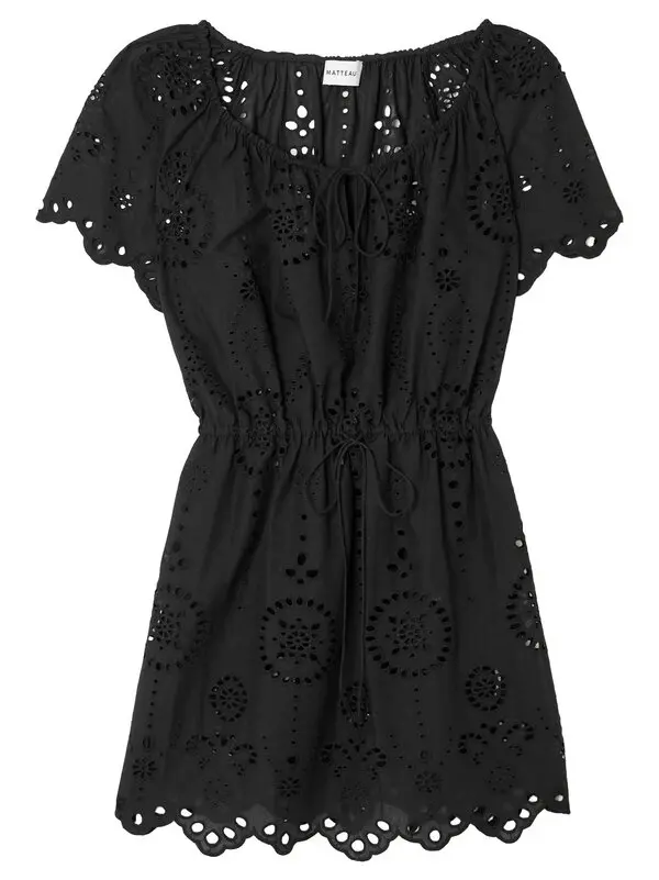 Matteau Scalloped Broderie Anglaise Mini Dress - Black