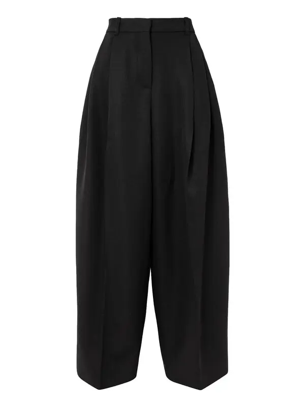 Jacquemus D'homme Pleated Wool Wide-leg Pants - Black