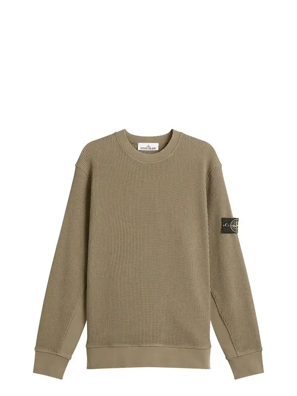 Stone Island Waffle Crew Neck Sweatshirt - Military Green