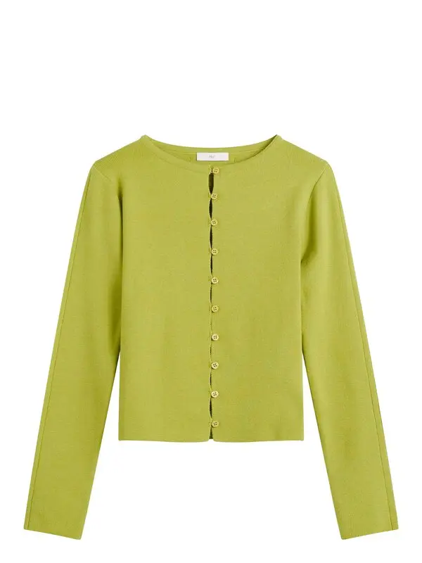 KIJUN Button Up Knit Top - Olive Green