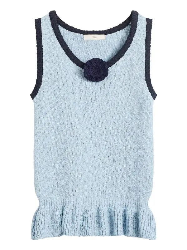 KIJUN Corsage Ruffle Knit Vest - Sky Blue