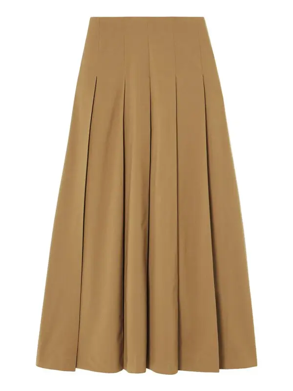 RÓHE Pleated Wool-blend Twill Midi Skirt - Brown