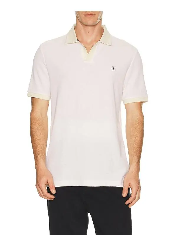ORIGINAL PENGUIN Jacquard Honeycomb Polo In Cream - Birch