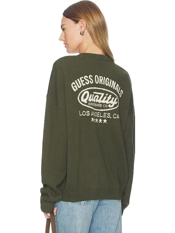 GUESS ORIGINALS Back Jacquard Sweater - Thyme