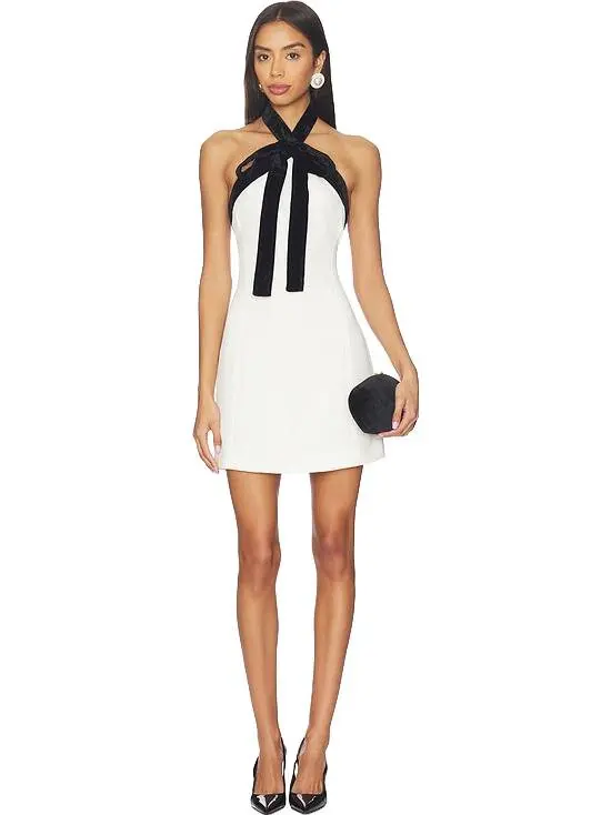 Simkhai Jolie Mini Dress With Neck Tie - Ivory Multi