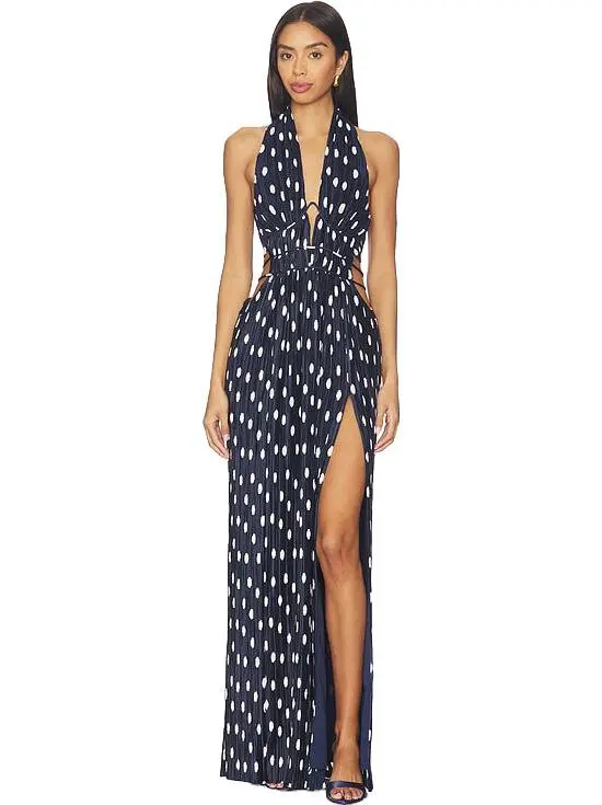 Cult Gaia Aashvi Maxi Dress - Small Dot Deep Lake