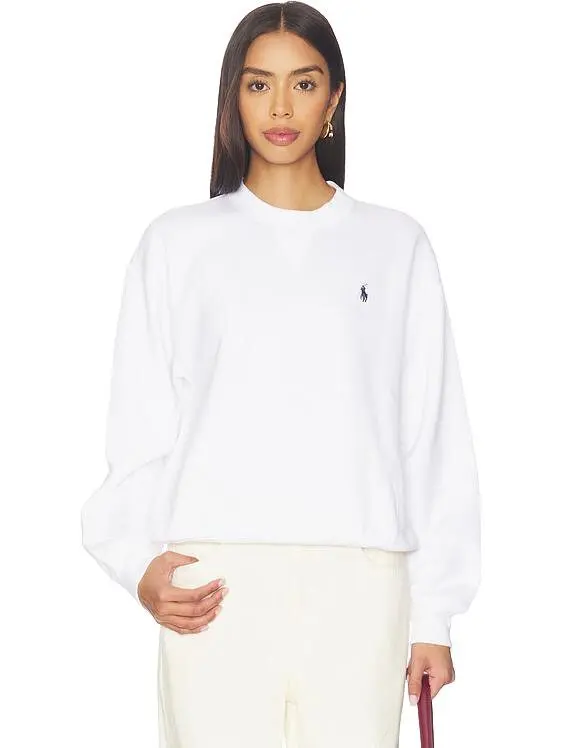 Polo Ralph Lauren Arctic Fleece Knit Long Sleeve Crew Neck Sweatshirt - White