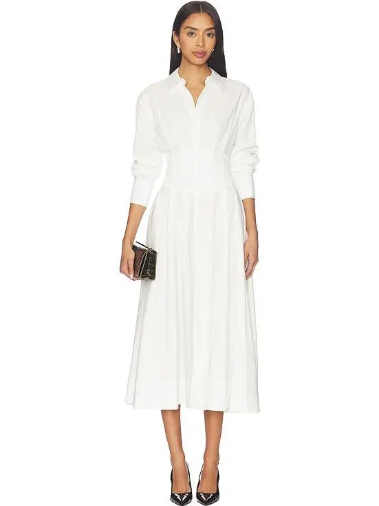 Alice + Olivia Edie Corset Button-down Midi Dress - Off White