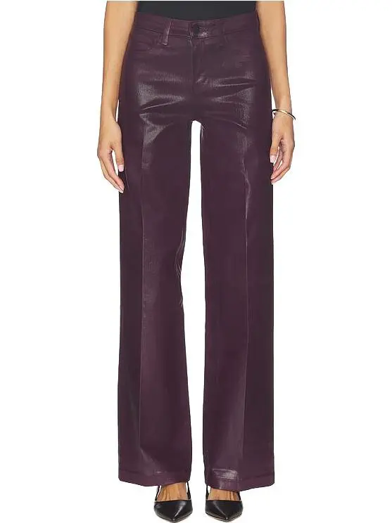 L'Agence Scottie High-rise Wide-leg Pants - Dark Malbec Coated