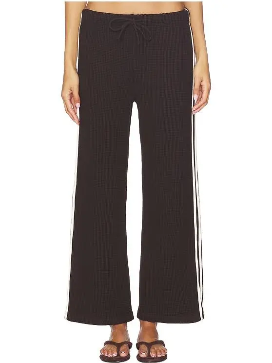 Donni. Thermal Crop Stripe Pant - Espresso